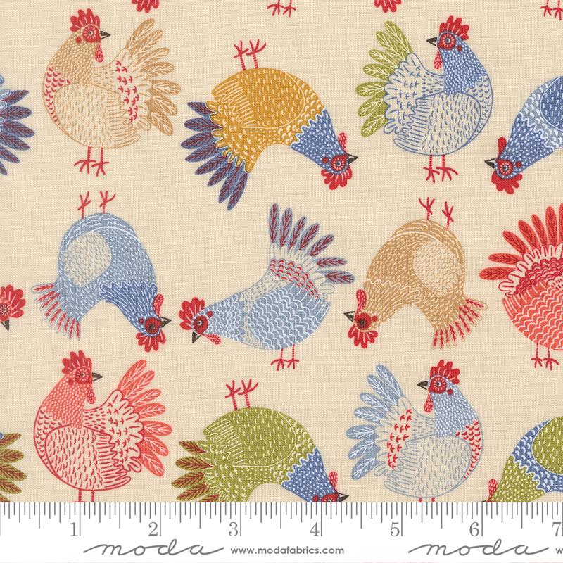 Tossed Chickens, The Henhouse, Gingiber, Moda Fabrics | Fabrics by the ...